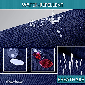 Granbest Water Repellent Futon Cover High Stretch Armless Sofa Covers Foldable Sofa Bed Covers Jacquard Futon Slipcover Waterproof Furniture Protector for Kids, Pets (Futon, Navy Blue)