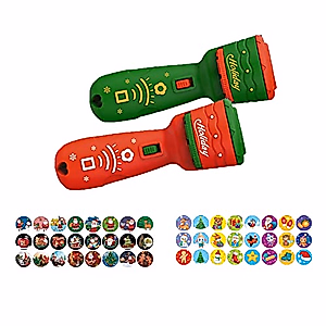 LELEBEAR 2 Packs Slide Projector Torch Projection Light, Flashlight Projector for Bedtime, Christmas Education Learning Gifts (2 Packs)