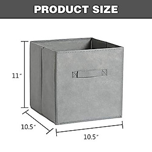 C&AHOME Cube Storage Bins 6-Pack Foldable Fabric Storage Cubes Baskets Containers Drawers with Dual Handles, Toys Closet Storage Box for Organizing Shelf, 10.5" L x 10.5" W x 11" H, Light Grey
