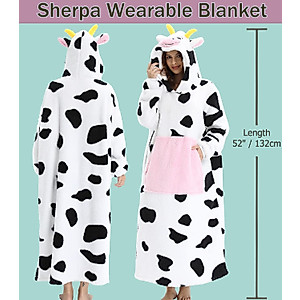 Très Chic Mailanda Wearable Blanket Hoodie Oversized Sherpa Blanket Sweatshirt for Women Men Adult teen with Cute Animal Hood
