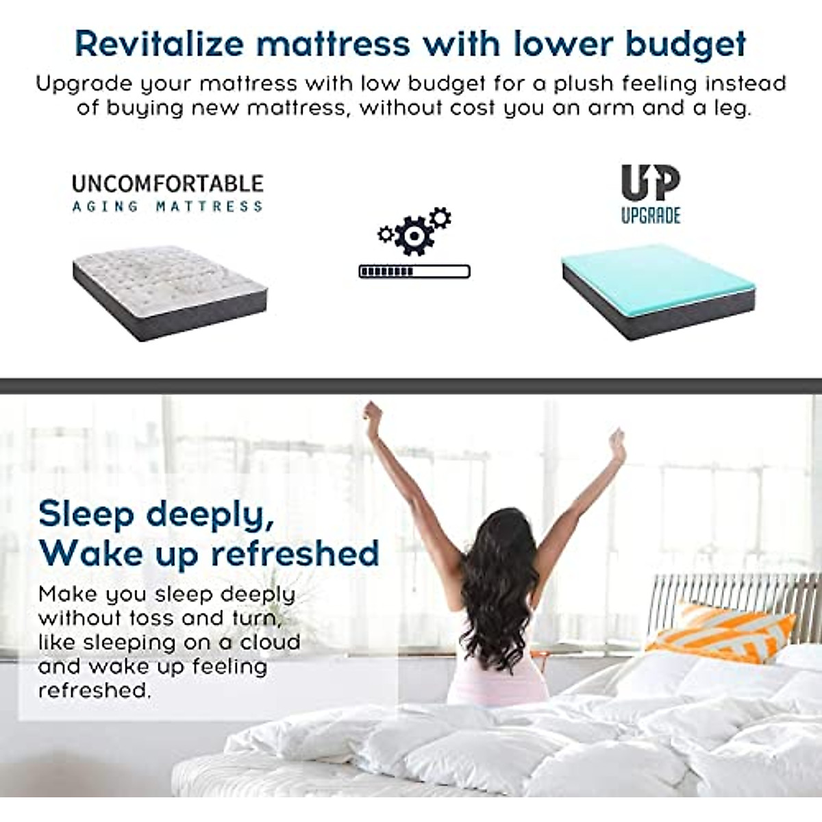 Nelaukoko Memory Foam 3 Inch Twin XL Topper, Single Extra Long Topper Foam Mattress Pad Gel Cooling Infused XLong Dorm Mattress Topper for College Dorm