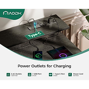 AODK Small Computer Desk with Keyboard Tray, 40 Inch Gaming Desk with Power Outlet, Office Desk with Drawer, Reversible Desk with Adjustable Monitor Shelf and Storage Shelf for Home Office, Black