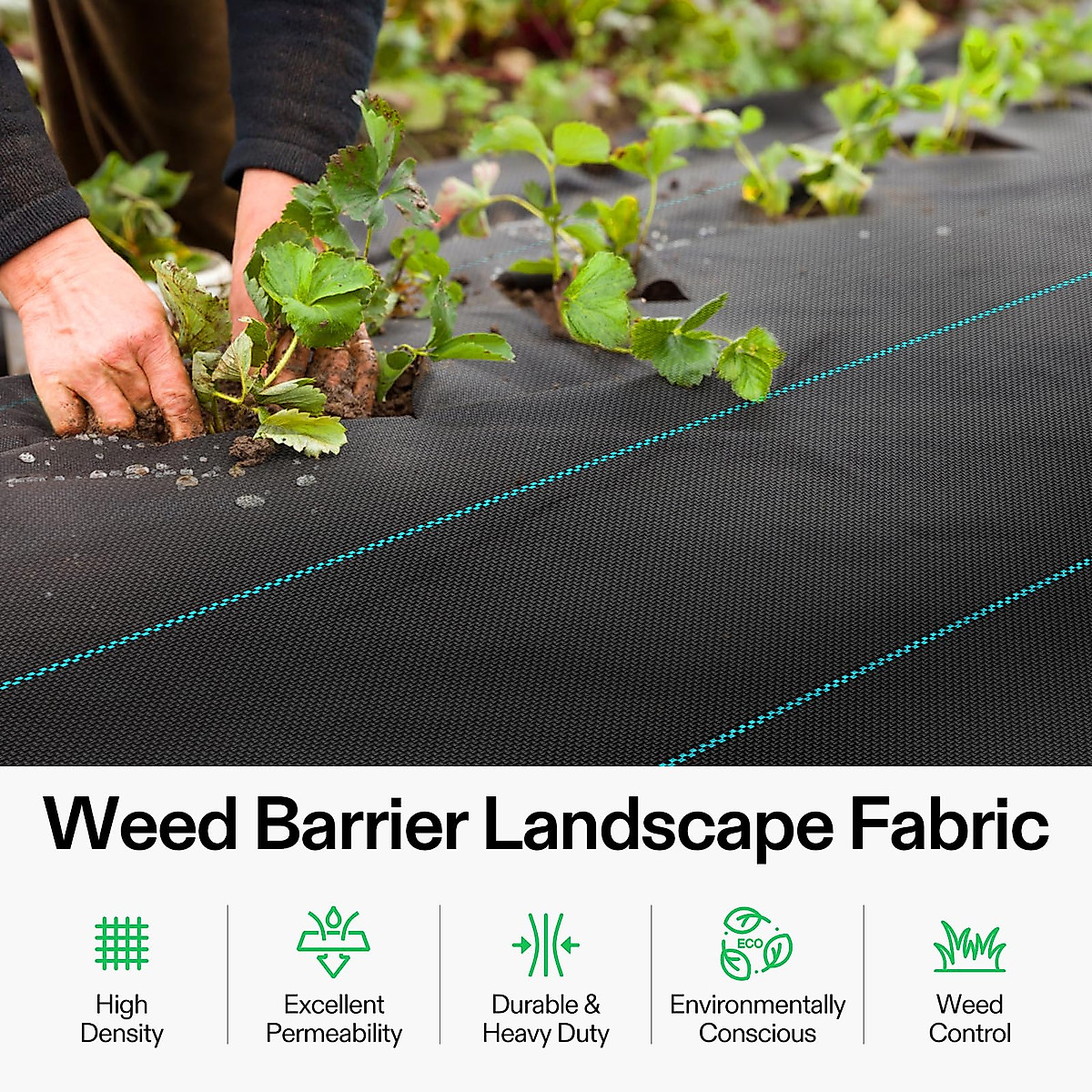VIVOSUN Premium Weed Barrier Landscape Fabric Heavy Duty, 4ftx250ft 5oz Double-Layered Weed Control Mat with High Permeability, Commercial Ground Cover, Easy Set up & Superior Weed Control