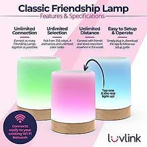 Friendship Lamps by LuvLink | Modern Long Distance Lamp - Send colors on the go, create a secret code, unlimited colors and connections (Set of Two)