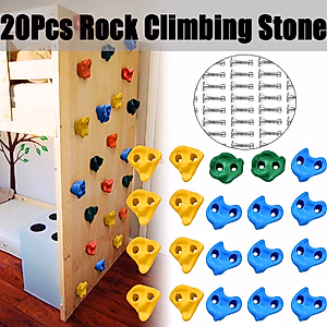 Natudeco 20Pcs Wall Climbing Rocks Climbing Stone Rock Plastic Wall Climbing Kit DIY Climbing Wall Grip Kids Climbing Wall Stone for Outdoor Indoor Home Playground