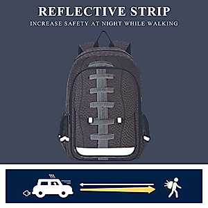 Glaphy American Football Laces Backpack School Bag Lightweight Laptop Backpack Student Travel Daypack with Reflective Stripes
