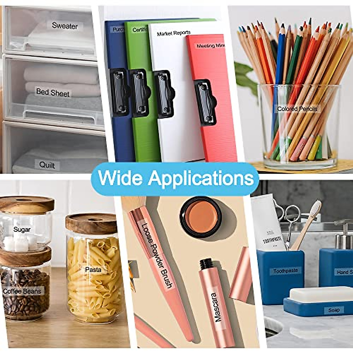 7 Pack, MarkDomain Compatible Label Tape Replacement for Brother TZe-251 Tape 24mm 0.94 White Tape and TZe-131 0.47" x 26.2'(12mm x 8m) Laminated P Touch Label Maker Tape, Black on White & Clear