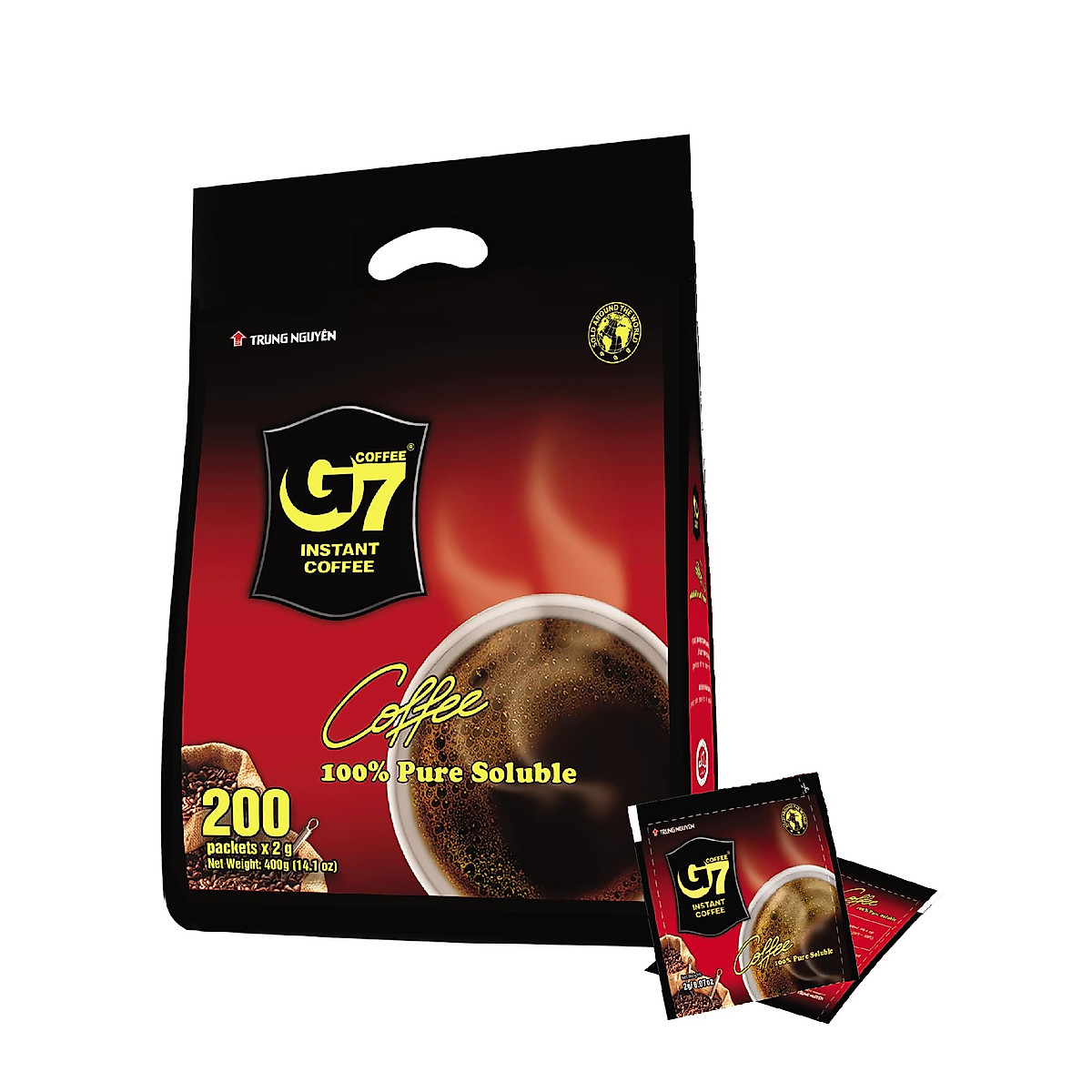 Trung Nguyen — G7 Instant Coffee — Pure Black — 100% Soluble Coffee — Strong and Bold — Instant Vietnamese Coffee (200 Packets)