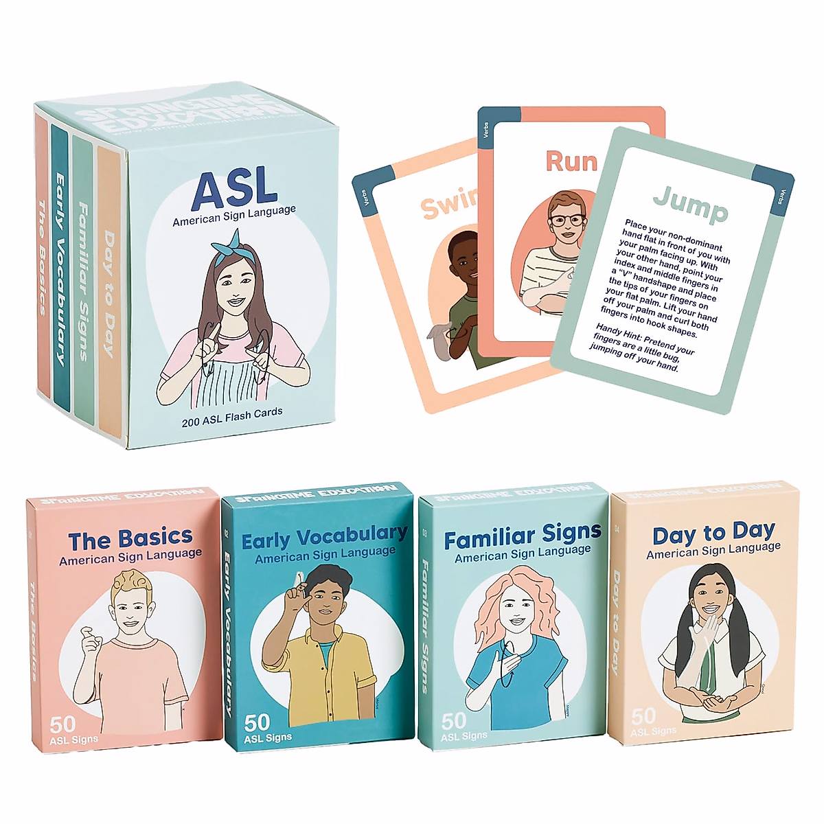 ASL Flash Cards - 200 American Sign Language Flash Cards for Beginners, Kids, Teens and Adults