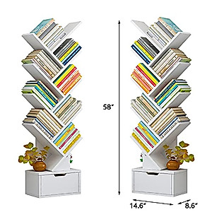 Flydem Tree Bookshelf,Bookshelves,Books Holder, Tree Bookcase,Book Organizer,Book Rack,Organizer for Books,Kids Bookshelf,Small Bookshelf for Small Spaces,White Bookcase/Bookshelf(White)