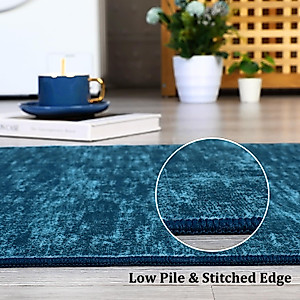 RUGSREAL Solid Kitchen Runner Rug 2x8 Long Hallway Runner Rug Contemporary Area Rug Machine Washable Floor Cover Modern Runenr Rug for Living Room Bedroom, Indigo