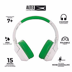 Altec Lansing Kid Safe Noise Cancelling Wireless Headphones 15H Battery, 85dB Volume Limit, Foldable Design Powerful Sound, Active Noise Cancellation Perfect for Kids Ages 7+
