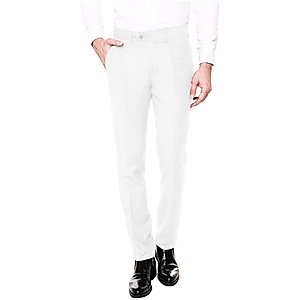 COOFANDY Mens Dress Pants Slim Fit Stretch Formal Pants Wrinkle Free Expandable Waist Suit Pants White