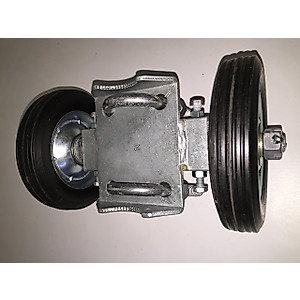 Rolling GATE Double Carrier Wheel - 6" Solid Rubber Wheels - 6" Axle Assembly