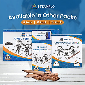 Learning Pencils for Toddlers 2-4 Years – Our Kids Pencils for Beginners Toddlers and Preschoolers with Jumbo Triangle Shape are Specially Designed Preschool Pencils for Beginners (8 Pack + Sharpener)