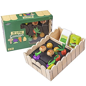 My Little Garden | Growing Vegetables Wooden Playset Activity for Children | Includes Carrots, Beets, Potatoes, Mushrooms, Trowel, Seeds, Fertilizer, Caterpillar (13 pcs.) | Early Learning Toy