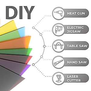 XLNT TECH 7 Pieces & 7 Colors 8" x 12" x 0.118" Transparent Colored Cast Acrylic Sheets, Plexiglass Plastic Sheet for Laser Cutting, Engraving Signs, DIY Projects.