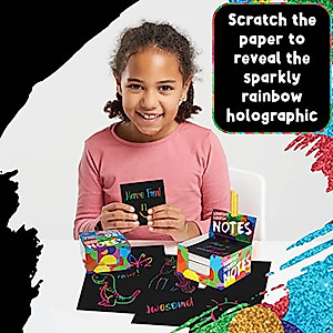 PURPLE LADYBUG Rainbow Holographic Scratch Art Paper Mini Notes - Unique Gifts Idea for Teens, Kids, & Women - Cool Stuff for Girls & Boys, and Fun Office Supplies