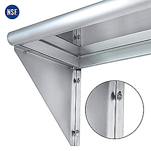 WMAOT 12”×24” Stainless Steel Shelf Wall Mounted Commercial Metal Shelving, for Appliance & Equipment Metal Shelving, Kitchen, Restaurant, Garage, Laundry, Utility Room (12x24)