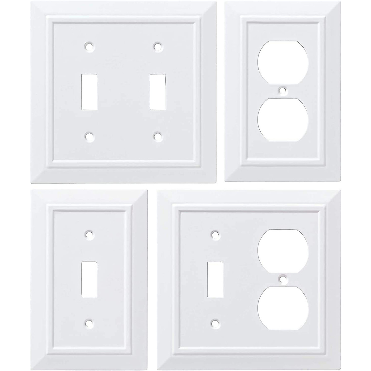 Franklin Brass Classic Architecture (1-Pack) Decorative Light Switch Covers Combination Pure White Switch/Toggle, Decorator/Rocker Cover Plate Combo | Wall Plate Outlet Cover Switch Plates W35246-PW-C