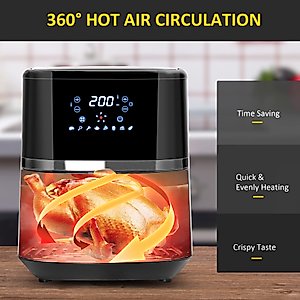HOMCOM Air Fryer 4.7Qt, 4-in-1 Hot Oven with Air Fry, Roast, Broil, Crisp, Bake Function, Digital Touchscreen, 60-Min Timer, 8 Preset and Nonstick Basket, BPA Free