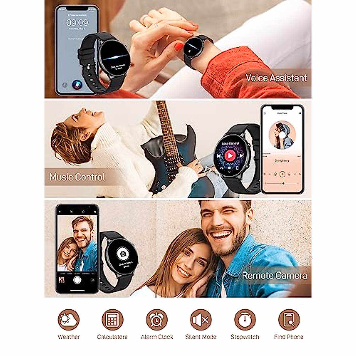 Smart Watches for Women (Answer/Make Call) Fitness Activity Tracker with Heart Rate/Blood Oxygen/Sleep/Menstrual Cycles/Calorie Monitor Play Music Sports Smartwatch for iPhone Samsung Android Phones