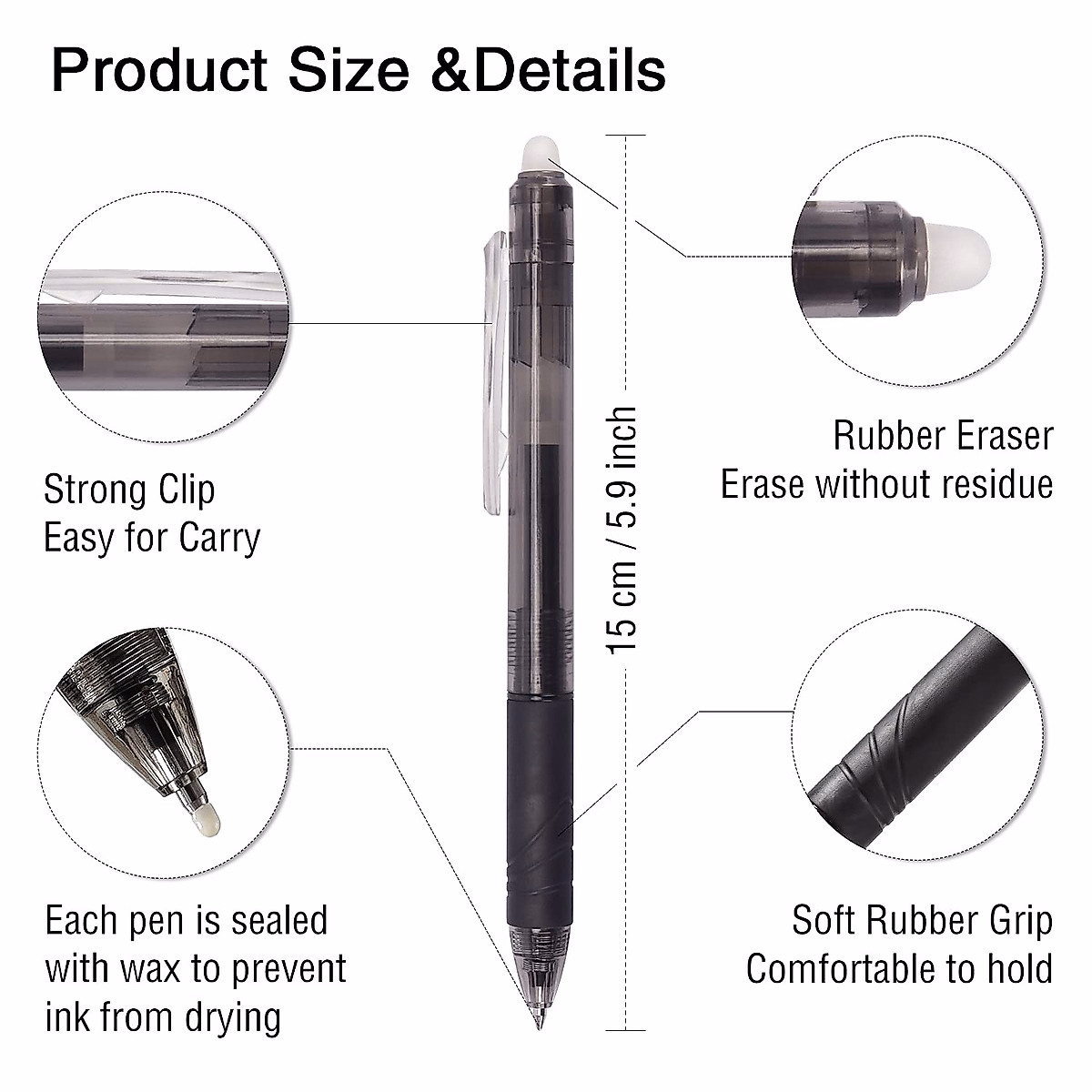 8 Pack Retractable Erasable Gel Pens Clicker Fine Point 0.7mm, Make Mistakes Disappear Comfort Grip for Drawing Writing Planner and School Supplies, Black and Blue Color Inks