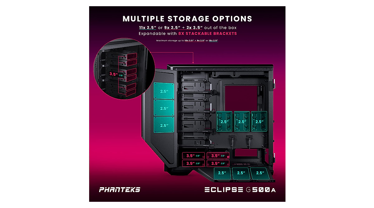 Phanteks Eclipse G500A Case - High Airflow & D-RGB