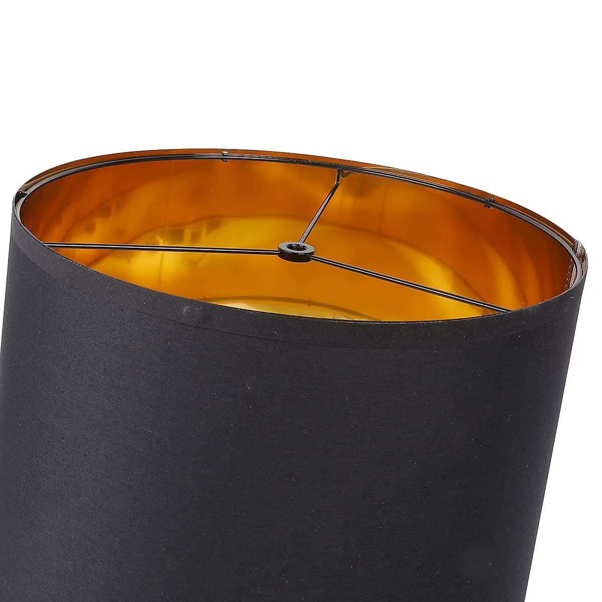 Drum Lamp Shade Set of 2, 13x13x10 inches Easy Assembly Lampshades for Table, Bedside, Floor Lamps, Spider Fitter (BlackGold)