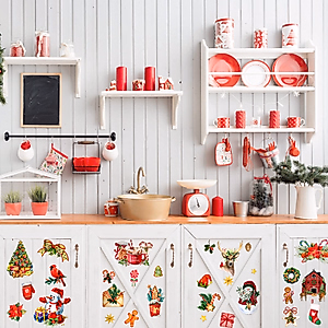 Glenmal 24 Sheets Christmas Rub on Transfers for Crafts and Furniture Rub on Transfer Stickers Snowman Gnome Floral Rub on Decals for Wood DIY Craft Furniture, 5.9 x 5.9 Inch