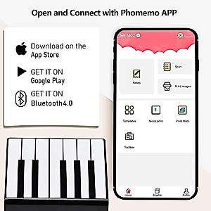 Phomemo M02 Pocket Printer - with 3 Rolls Transparent Gold Paper， Compatible with iOS + Android for Plan Journal, Study Notes, Art Creation, Work, Gift