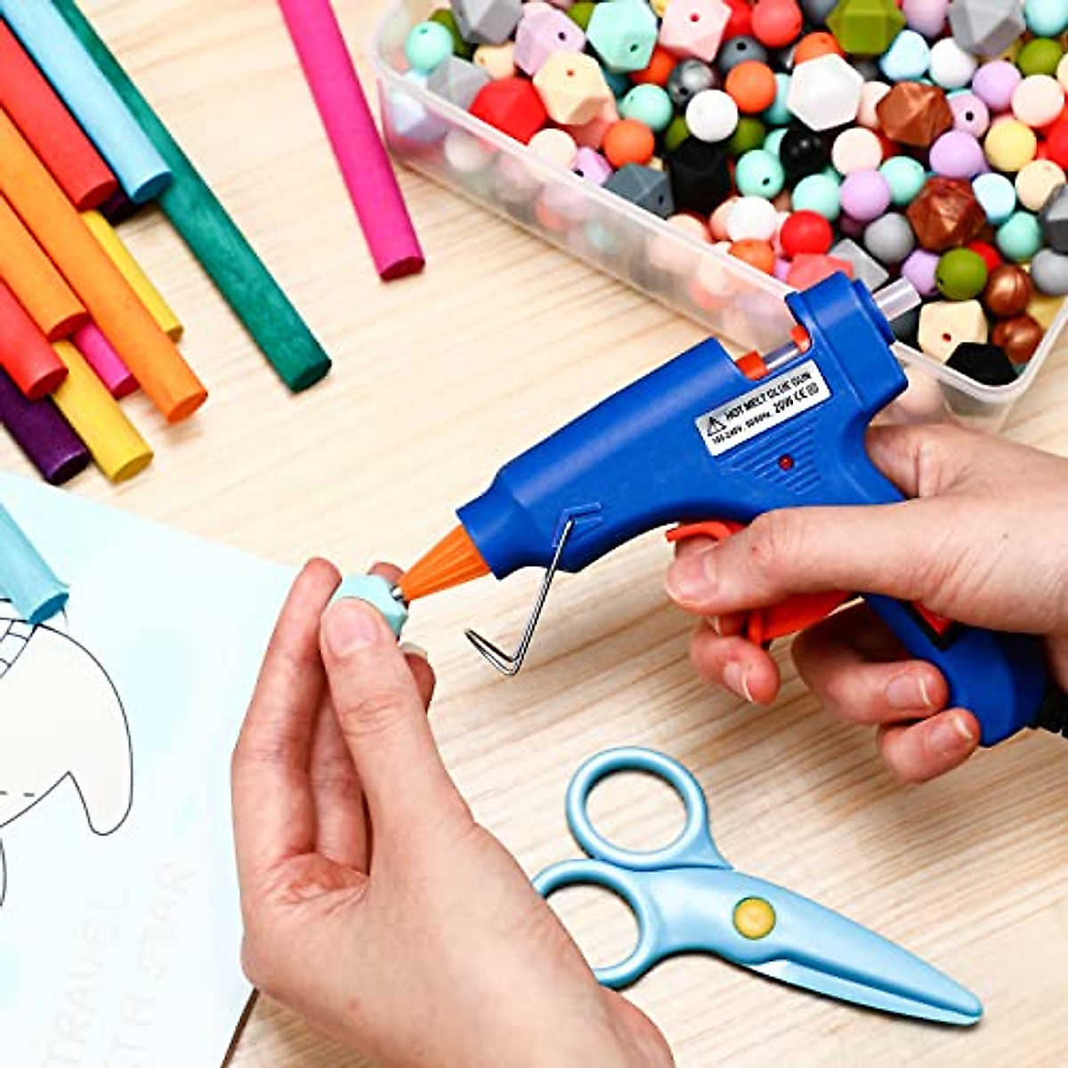 Zhengmy Mini Glue Gun for Crafts Glue Gun with Burn Protection Small Hot Glue Gun for School Craft Safe Glue Gun for Kids DIY Arts, Sealing, Home Repairs, 20 W (4 Pcs) Orange,Blue