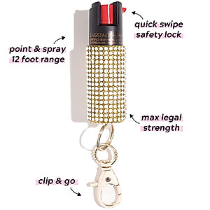 BLINGSTING Pepper Spray Keychain for Women Gold