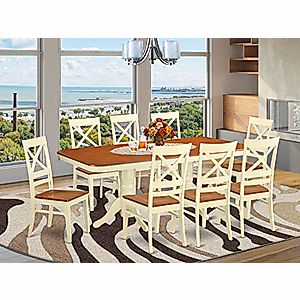 East West Furniture NAQU9-WHI-W, 9 Pieces