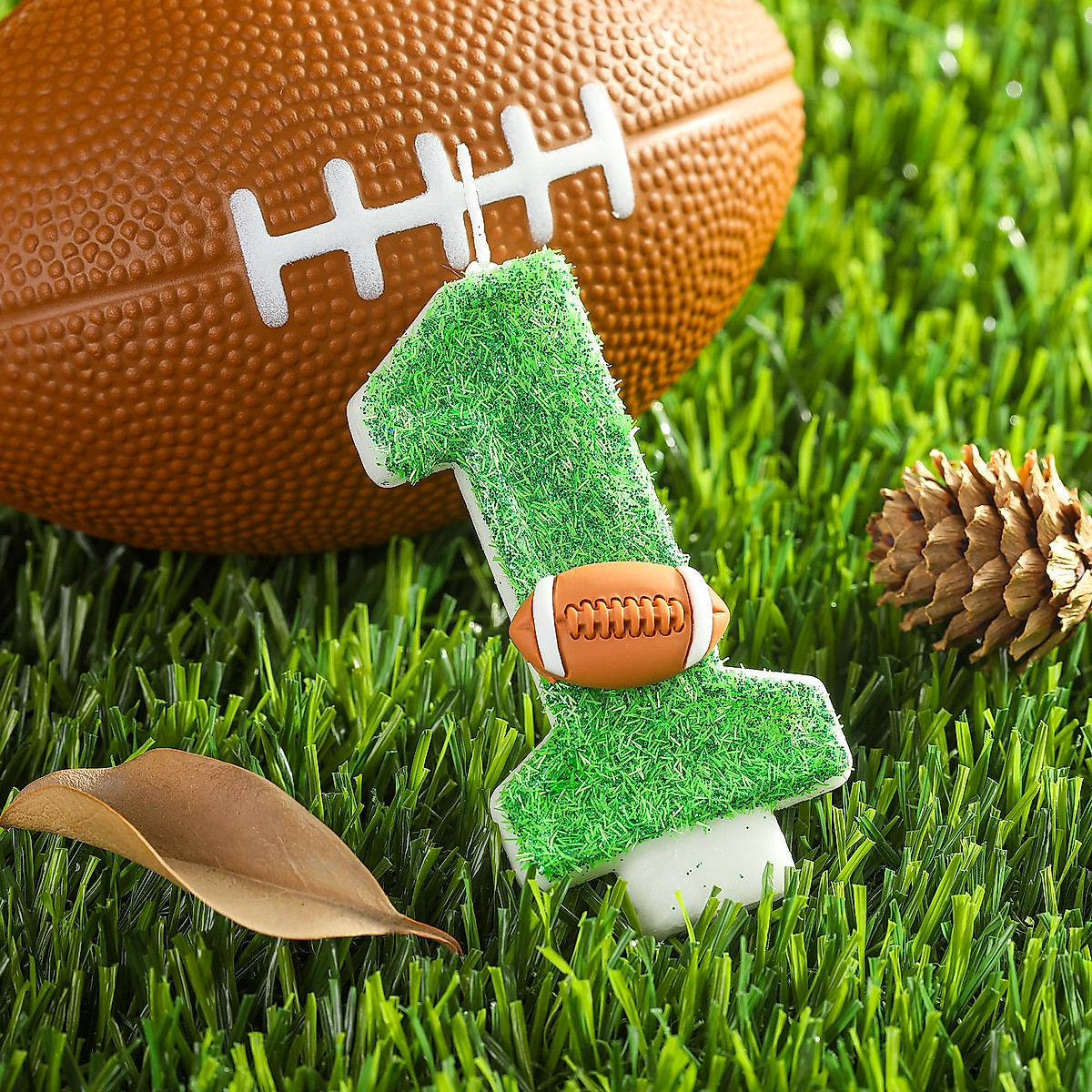 PHD CAKE 2.76 Inch Number 1 Football Birthday Candles, Football Themed Number Candles, Party Celebration