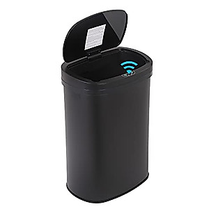 13 Gallon Kitchen Trash Can Automatic Touch Free Garbage Can with Lid Stainless Steel Anti-Fingerprint Mute 50 Liter Waste Bin for Bedroom Home Office Living Room,Black