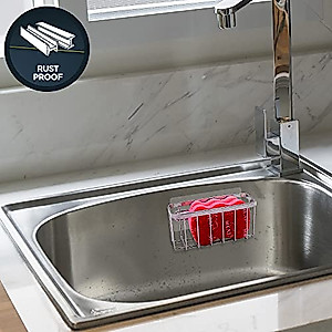 blinc Rust Proof! Stainless Steel Sponge Holder | Adhesive Kitchen & Bathroom Caddy for Sponges, Scrubbers and Soaps