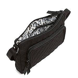 Vera Bradley Women's Cotton Little Hipster Crossbody Purse With RFID Protection, True Black, One Size