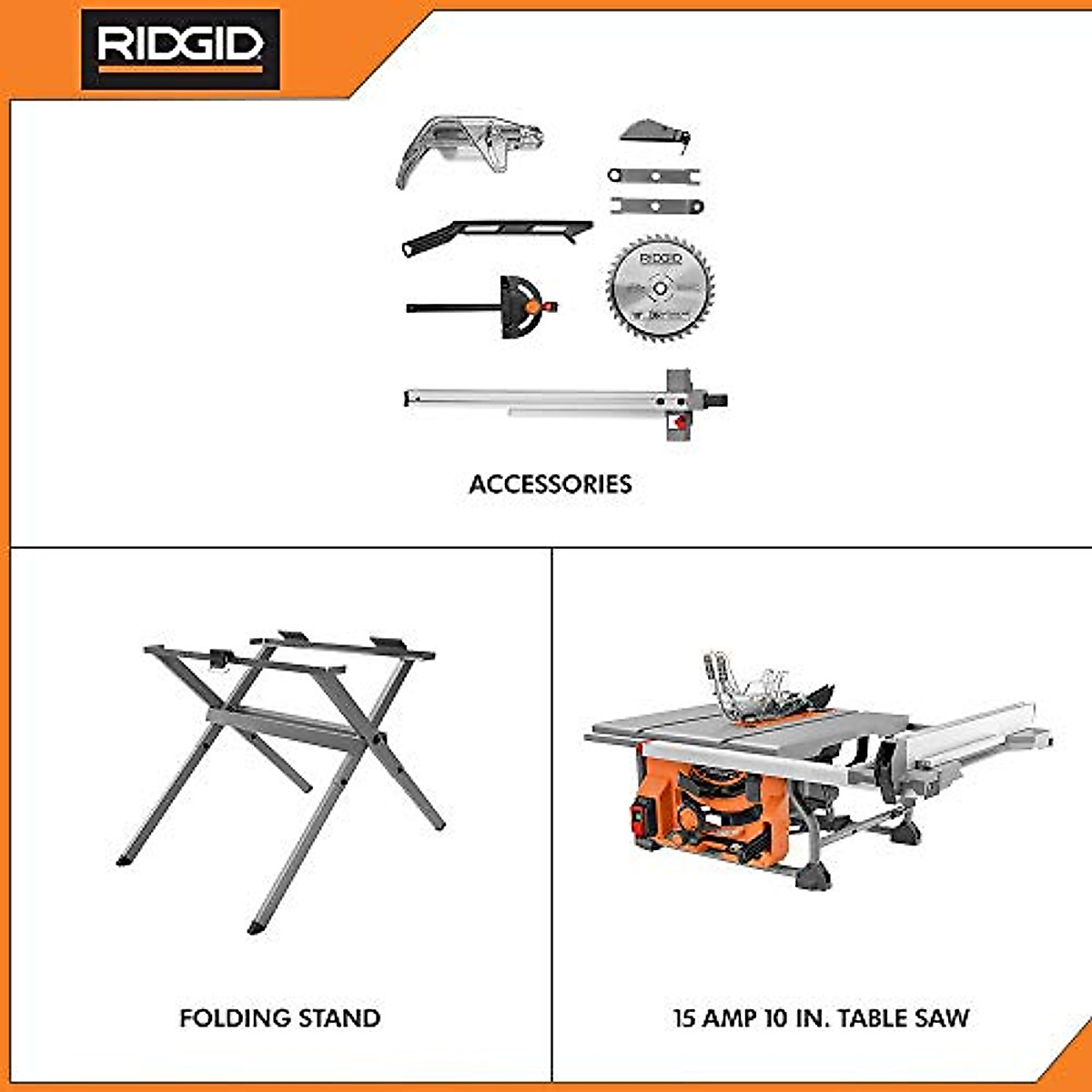 15 Amp 10 in. Table Saw with Folding Stand
