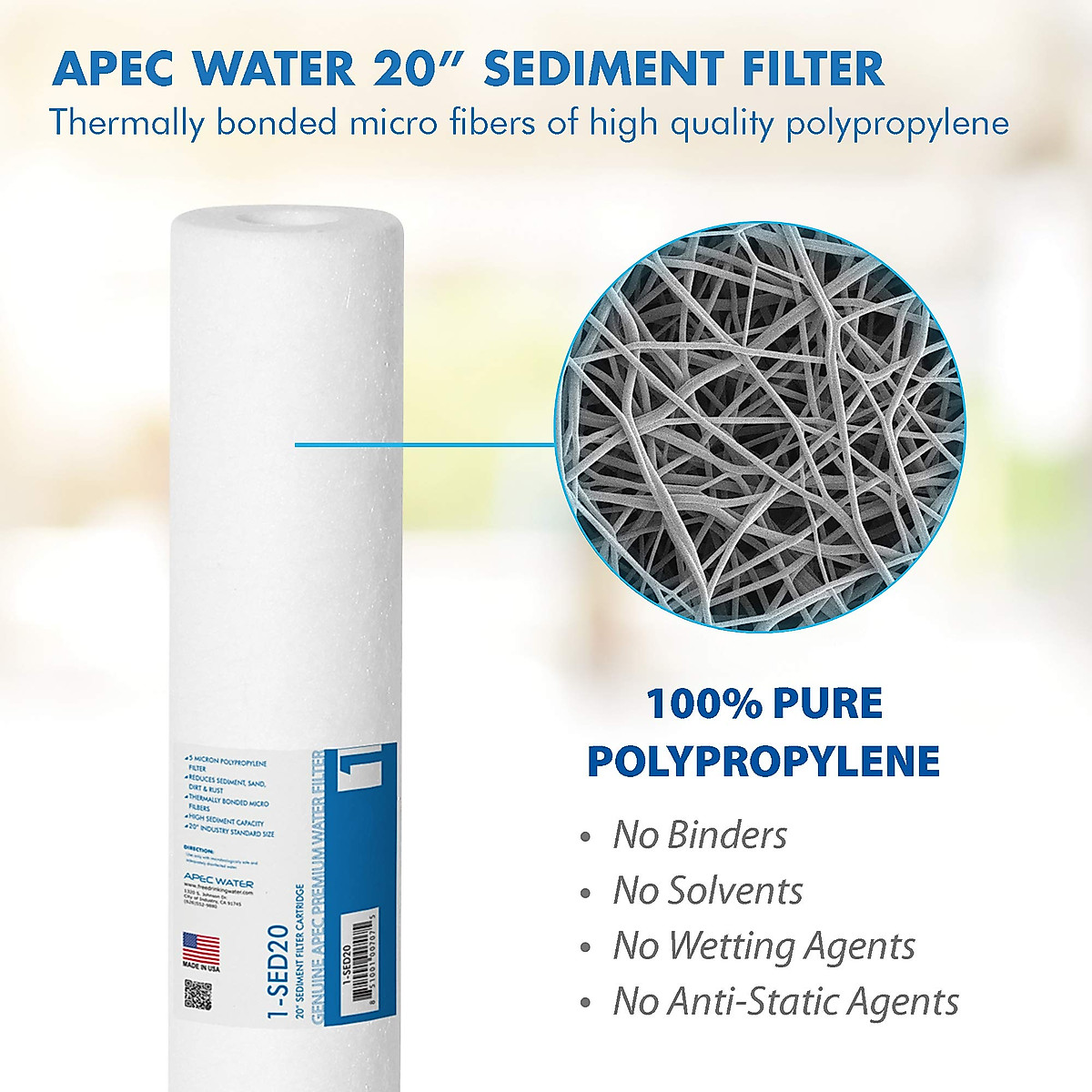 APEC US Made 5 Micron 20” x 2.5” Sediment Replacement Water Filter (1-SED20)