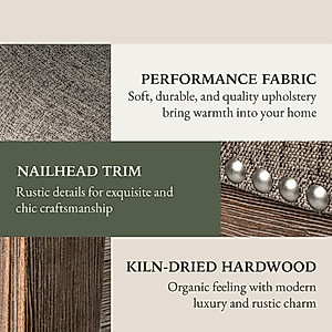 Maven Lane Adrien 31 Inch Bar Height Upholstered Backless Saddle Barstool in Dark Walnut Finish with Ash Grey Fabric Cushion Seat, Set of 2