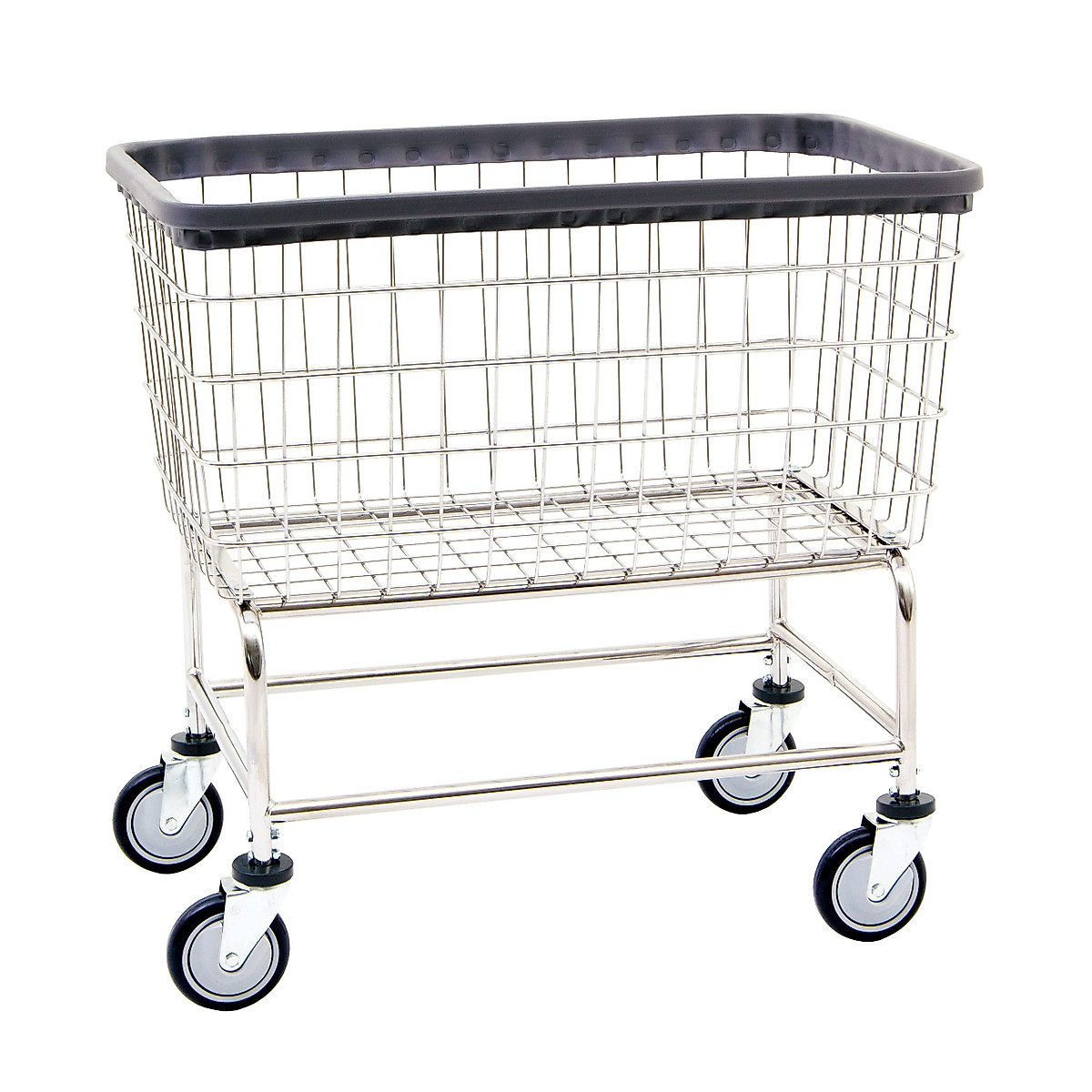 R&B Wire® 200F Extra Large Heavy Duty Wire Laundry Cart | 4.5 Bushel | Steel Frame with Chrome Finish | Commercial Laundry Basket | Industrial Bumper | 5" Clean Wheel System™ Casters
