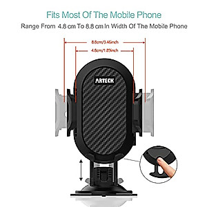 Arteck Car Mount, Universal Mobile Phone Car Mount Holder 360° Rotation for Auto Windshield and Dash, for Cell Phones Apple iPhone 14, 14 Pro, 13, 13 Pro, 13 Mini, 12, 11, SE, Android Cellphone, GPS