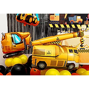 FIGEPO 179 Pack Construction Birthday Party Supplies Dump Truck Party Decorations Kits Plates, Utensils, Napkins, Tablecloth, Cake Toppers, Backdrop, Balloons, Curtains, Tape Banner Serves 16 Guests