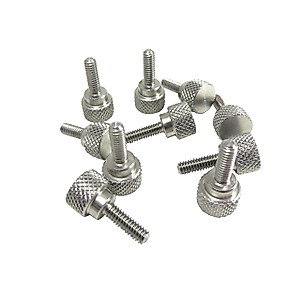 10 Pack 8-32 x 1/2 Inch Threads 303 Stainless Steel Diamond Knurled Thumb Screws Knobs with Straight Shoulders Right-Hand Threads SAE Flat Tip Uncoated