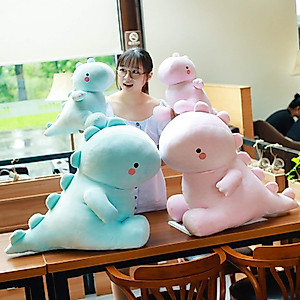 YUESUO Cute Stuffed Dinosaur Toy Plush Doll Soft Stuffed Animals Dino Plushie Soft Birthday Gifts for Kids Girls Boys Pink 11.8 inch
