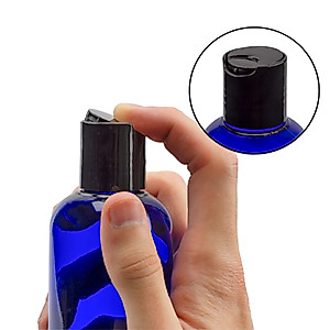 Cornucopia Brands 8oz Plastic Squeeze Bottles w/Disc Top Flip Cap (6-Pack, Blue); BPA-Free Containers For Shampoo, Lotions, Liquid Body Soap, Creams