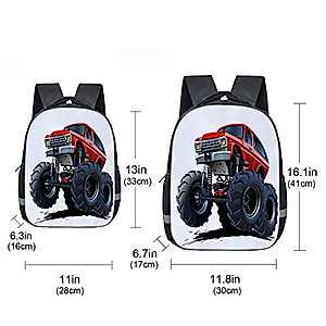 Fashion Elementary Student School Bags- Cartoon Monster Truck - Durable School Backpacks Outdoor Daypack Travel Packback for Kids Boys Girls