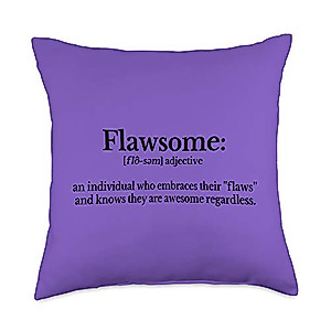 Mental Health Awareness Self Care Gifts Flawsome Mental Health Throw Pillow, 18x18, Multicolor
