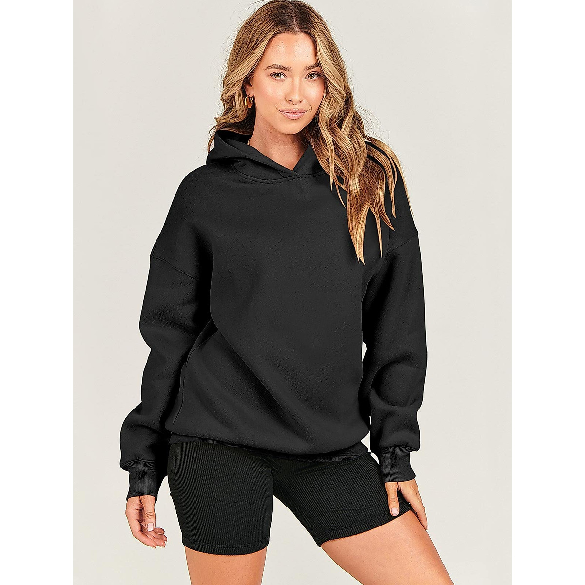 ANRABESS Womens Oversized Hoodies Fleece Pullover Sweatshirts Fall Casual Comfy Lightweight Hooded Clothes for Teen Girls Black A1023heise-S